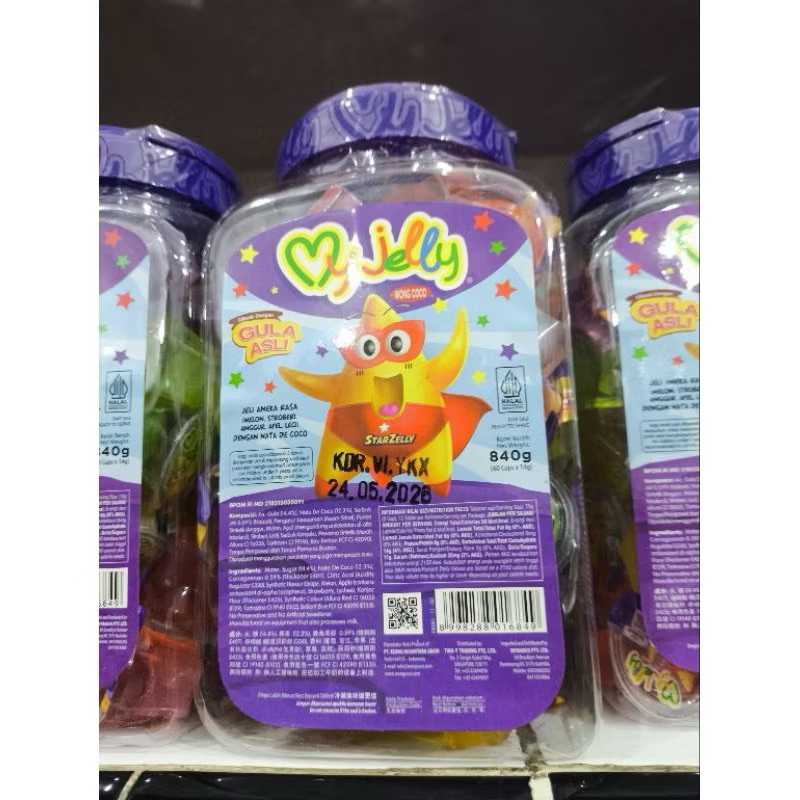 Jual ( 1 Dus / 6 Toples ) Jelly Wong Coco Toples 840gr isi 60pcs - Jely ...