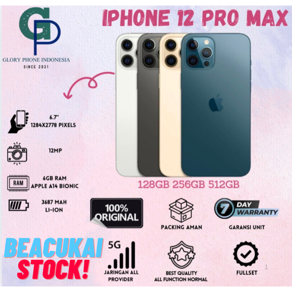 Jual Iphone 12 Pro Max 128GB 256GB 512GB Terdaftar BC | Shopee Indonesia