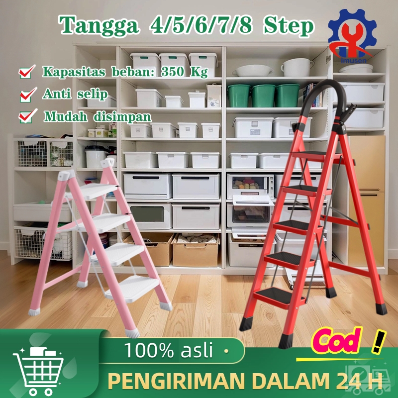 Jual Tangga Rumah Lipat Tangga Besi Lipat 4/5/6/7/8 Step Household Steel Ladder Multifungsi ...