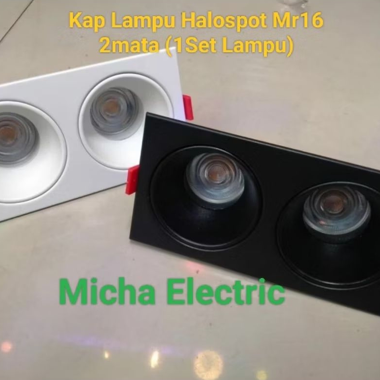 Jual Kap Lampu Downlight Spot 2x7W Inbow/ Kap Lampu Halospot Mr16 2mata X 7W Inbow (1set Lampu ...