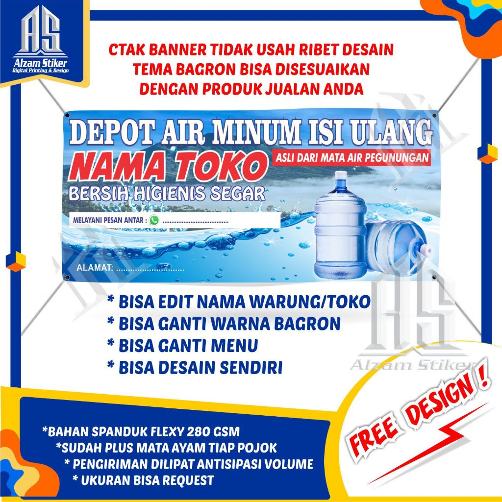 Jual Bisa COD / Spanduk Depot isi ulang Air Banner Warung Backdrop ...