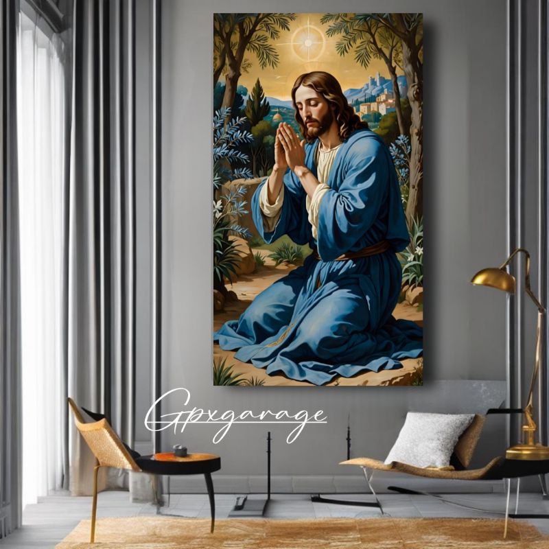 Jual Yesus berdoa lukisan poster hiasan dinding dekorasi rumah ruang ...