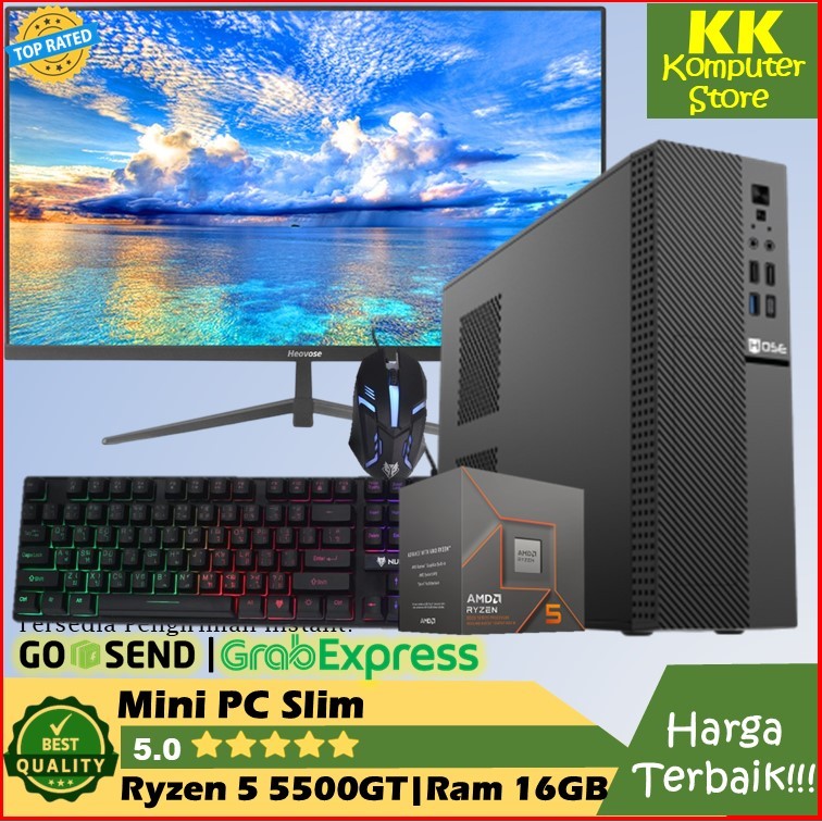 Jual Pc Gaming Mini Slim Amd Ryzen 5 5500GT |Ram 16GB |Ssd256Gb |Hdd ...
