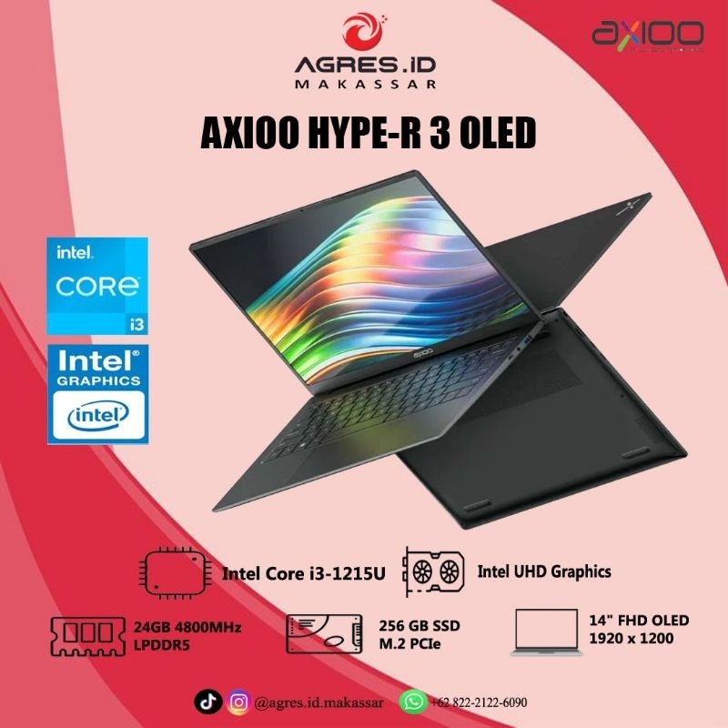 Jual AXIOO HYPE-R 3 OLED I3 1215 24GB 256GB WIN11 14" FHD BLACK ...