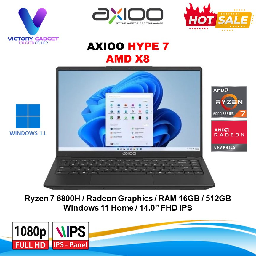 Jual AXIOO Hype 7 AMD X8 Ryzen 7 6800H Ram 16GB 512GB SSD W11 14.0FHD ...