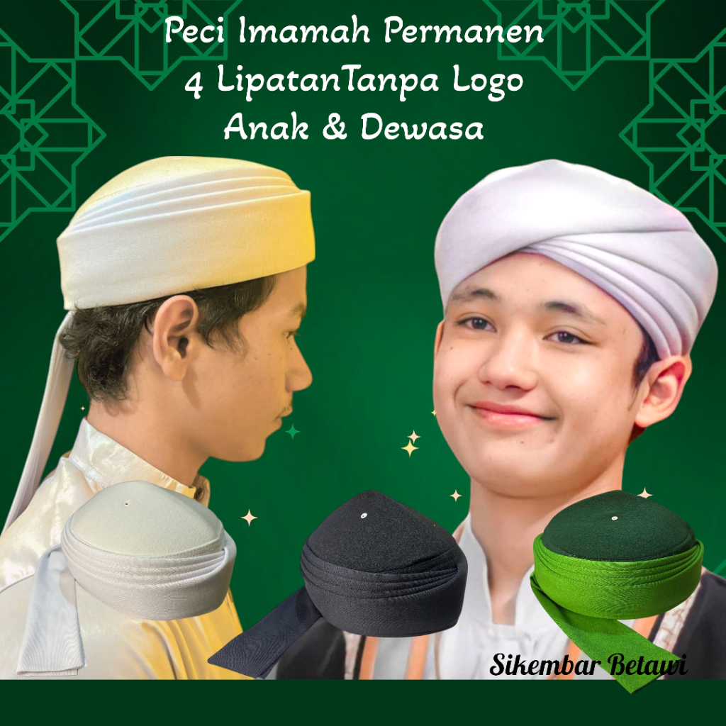 Jual Peci Imamah permanen 4 Lipatan Tanpa Logo Peci Imamah Anak Dan ...