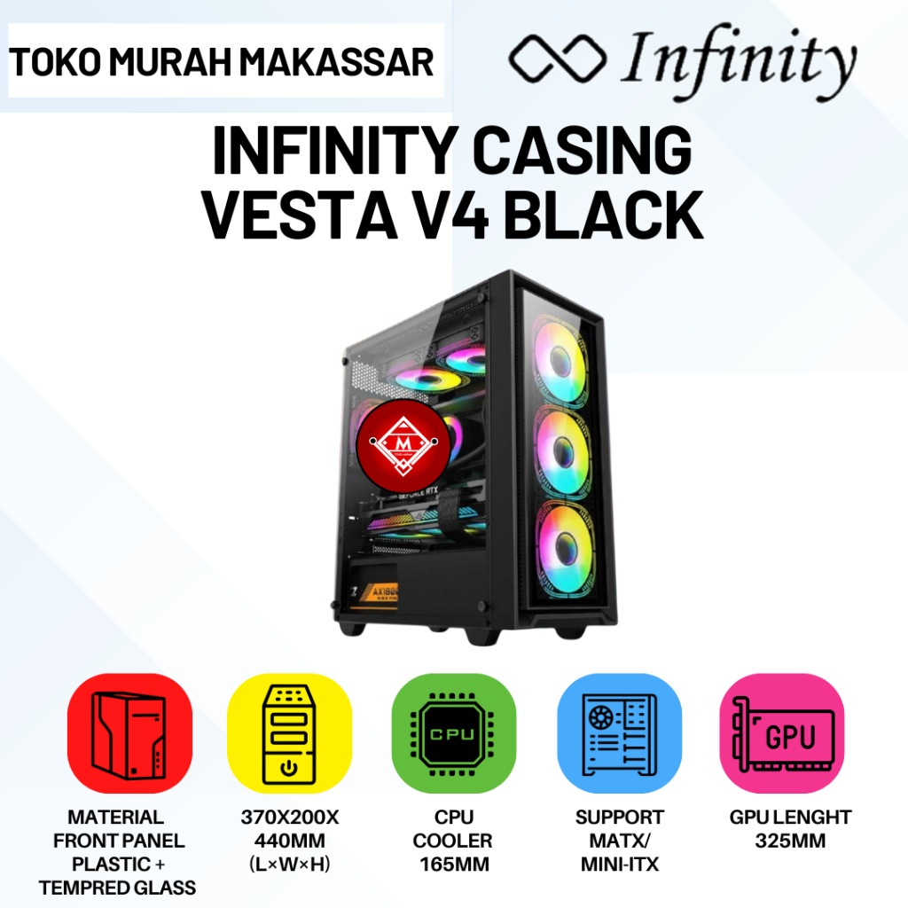 Jual Infinity Vesta V4 Casing Gaming m-ATX / Casing PC Gaming M ATX ...