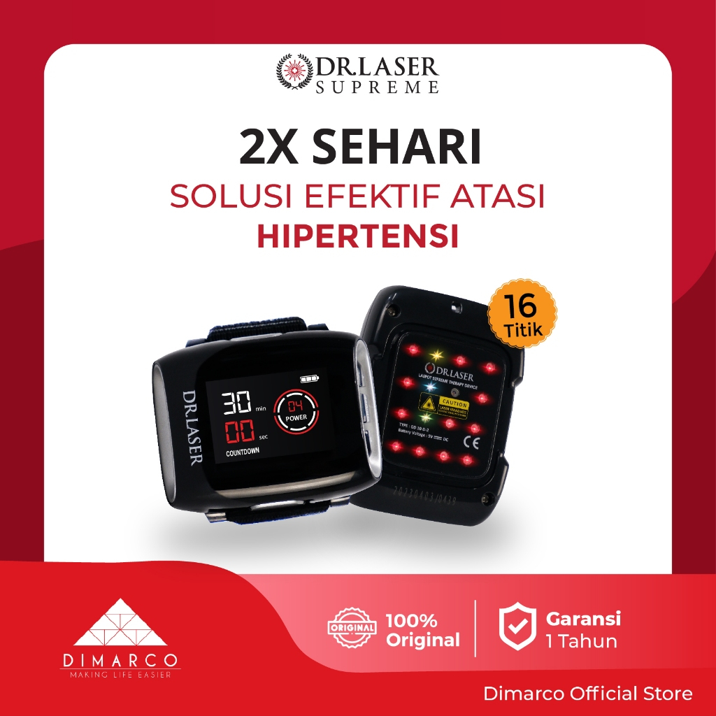 Jual DR LASER SUPREME 16 TITIK Alat Terapi Hipertensi Kesehatan Terapi Kolestrol Stroke ...