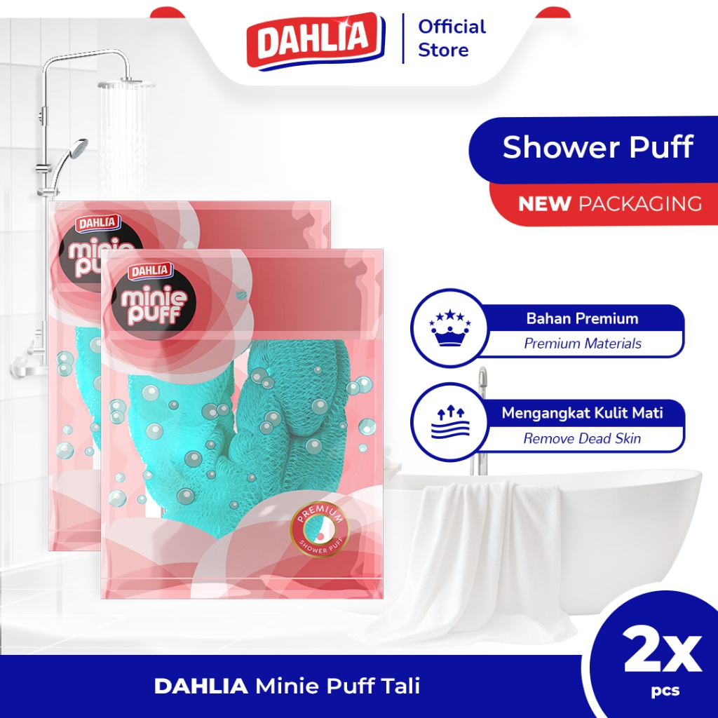 Jual Twin Pack DAHLIA Minie Shower Puff Tali Long Strap, Spons Mandi ...