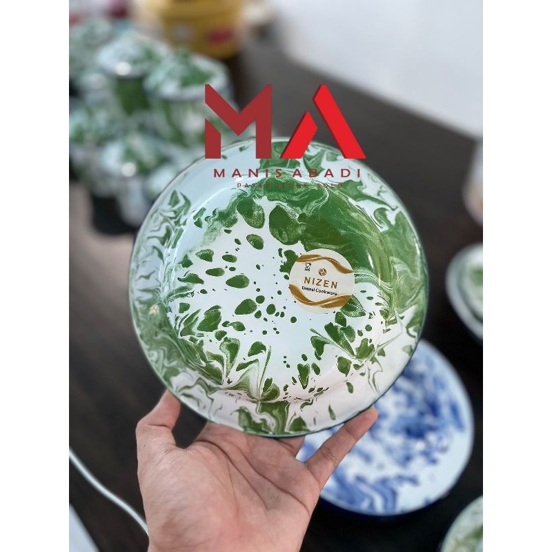 Jual Piring seng enamel lurik ukuran 20 dan 22 cm besar tebal merk ...