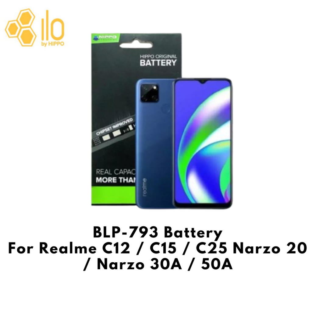 Jual Hippo Baterai REALME C12/C15/C25/NARZO20 /NARZO 30A /50A (BLP-793 ...