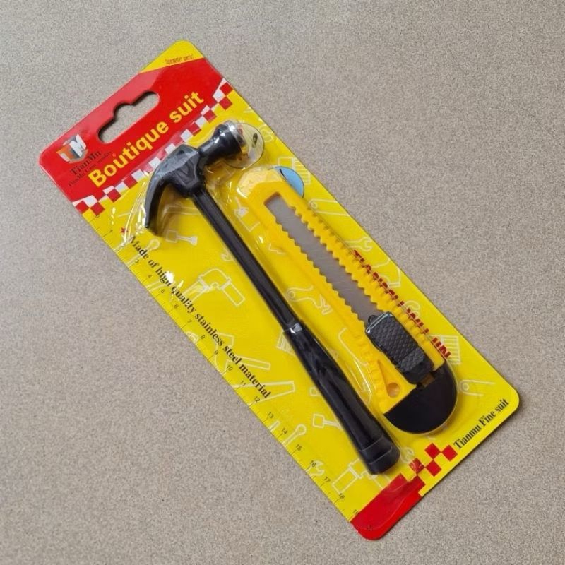 Jual Tools Set 2 PCS ( Palu + Cutter ) / Palu dan Cutter serbaguna ...