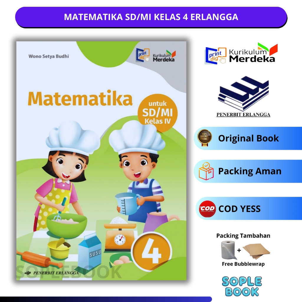 Jual Buku Matematika Untuk SD/MI Kelas 4 Kurikulum Merdeka Erlangga | Shopee Indonesia