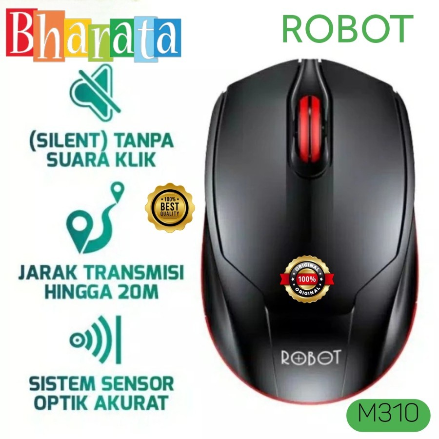 Jual Mouse Robot M310 Wireless Silent 2.4 Ghz Original - Hitam | Shopee ...