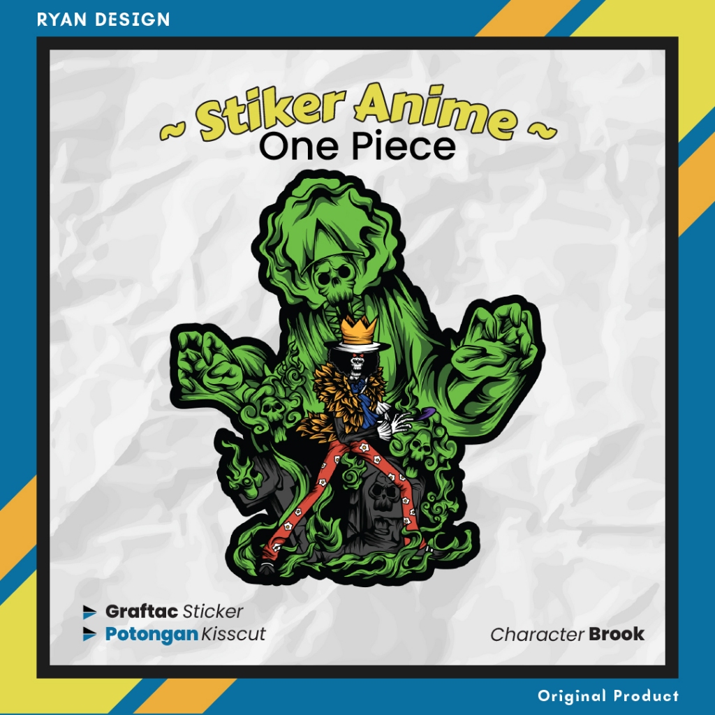 Jual Ryan Design Stiker Anime One Piece Brook - Graftac Sticker ...