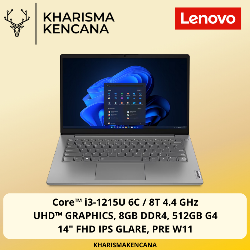 Jual LENOVO V14 G3 IAP Core™ i3-1215U 8GB 512GB 14" FHD IPS W11 OHS21 | Shopee Indonesia
