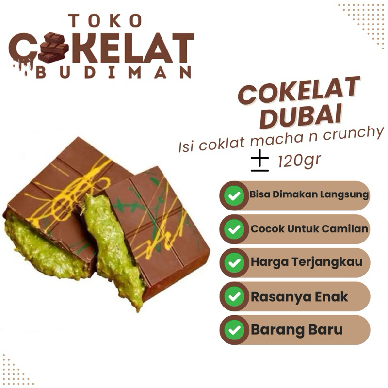 Jual Coklat Dubai 120gr | Coklat Dubai dengan isian Grentea dan Crunchy ...