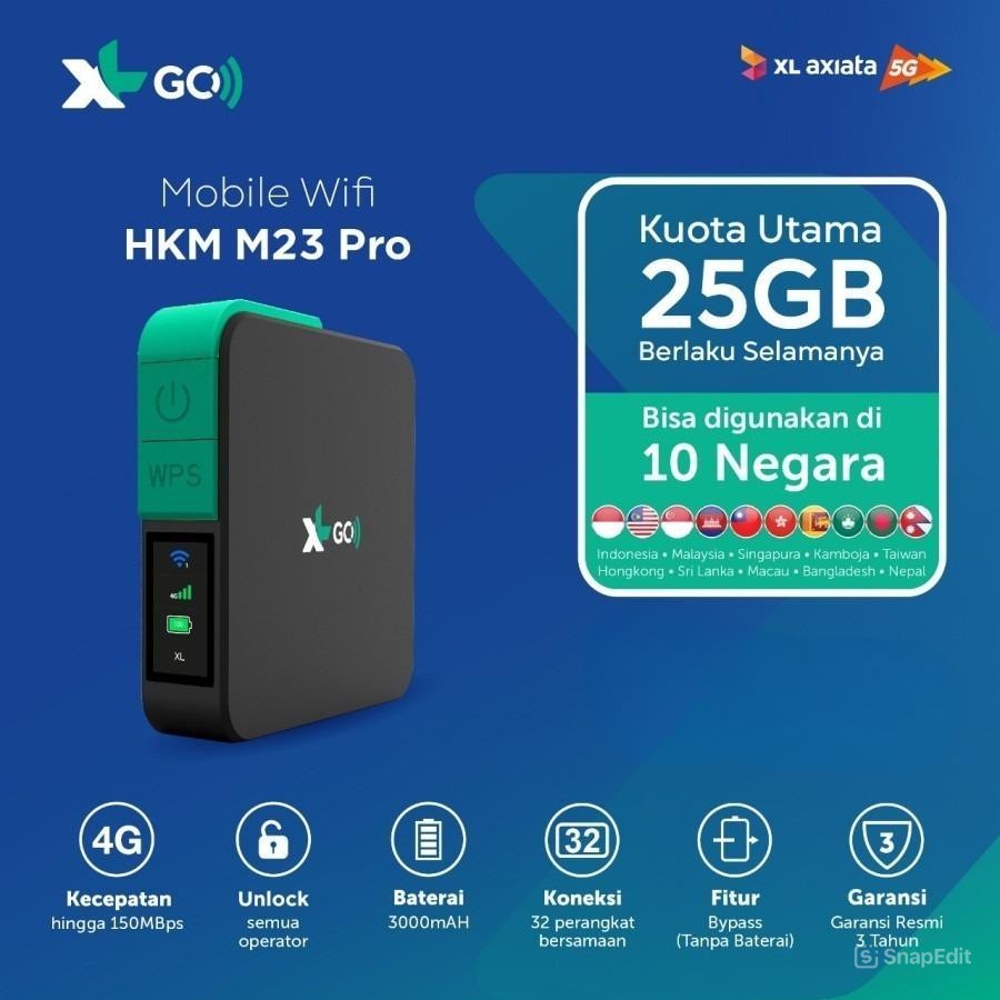 Jual MODEM Wifi Mifi HKM M23 Pro XL Go Izi 4G Free Kuota 25GB | Shopee ...