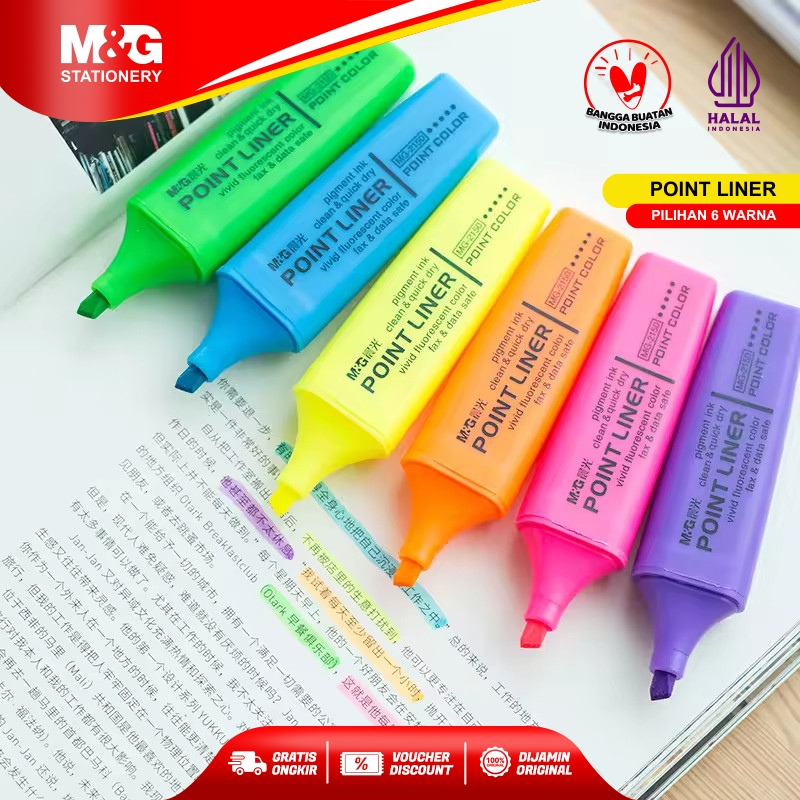 Jual M&G Highlighter Warna Warni Series Marker Point Liner Set Isi 4 ...