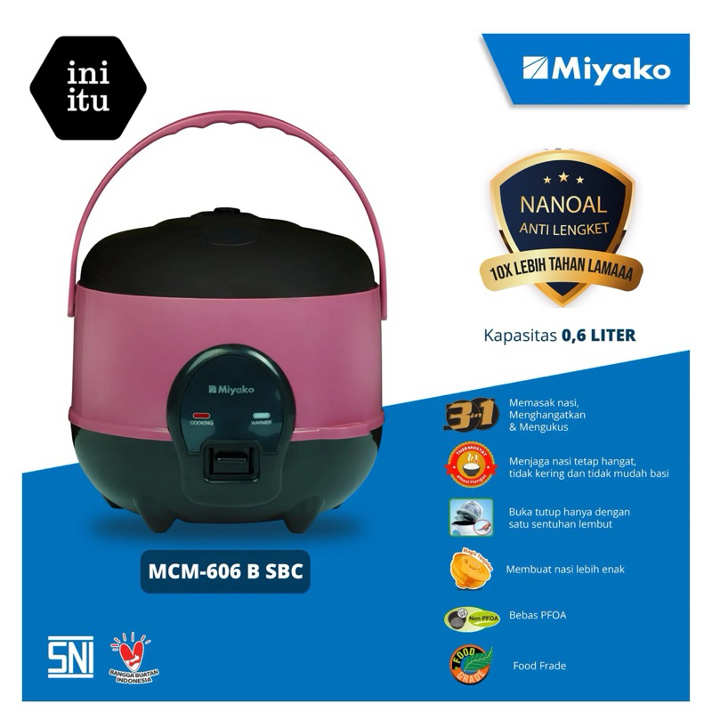 Jual [ Miyako ] Rice Cooker / Magic Com Mini Miyako 3 in 1 MCM 606 A ...