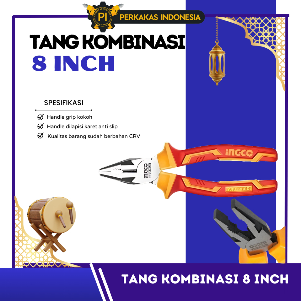 Jual Tang Kombinasi 8 Inch INGCO HICP28208 Tang Serbaguna Tank Catut ...