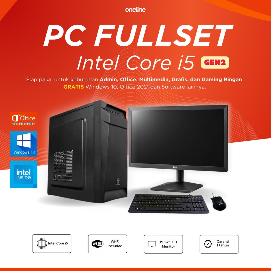 Jual PC Rakitan Fullset | Intel Core i5 2500 | SSD | Monitor | Office PC | Shopee Indonesia