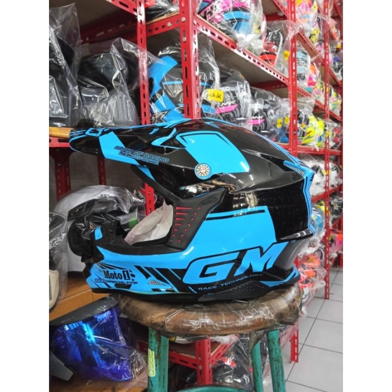 Jual HELM GM CROSS POLOS DAN MOTIF FULL WARNA | Shopee Indonesia