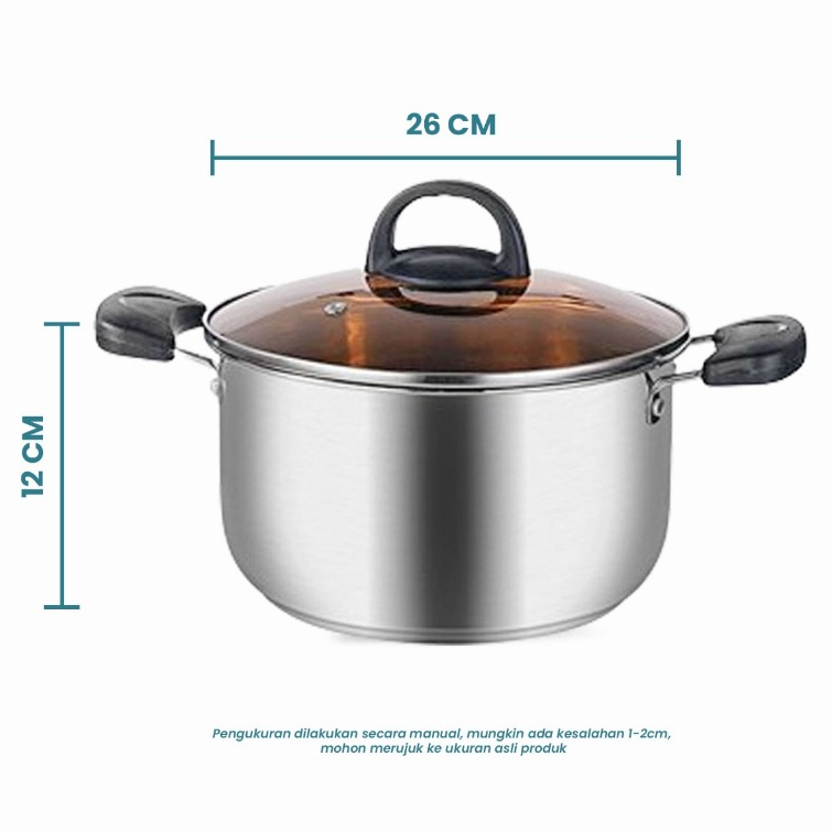 Jual PANCI SUSU SOUP POT STAINLESS STEEL + TUTUP KACA A175 / A174/ A173 ...