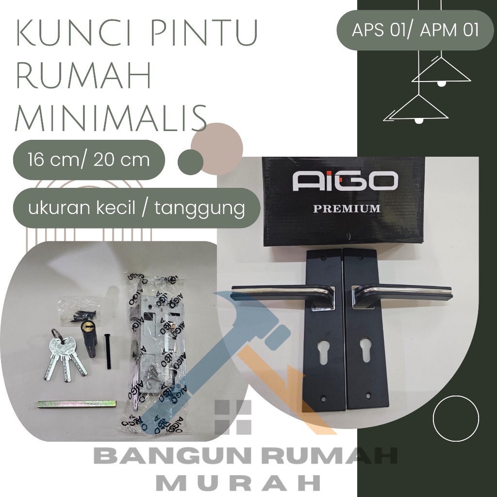 Jual HANDLE PINTU / GAGANG PINTU / KUNCI PINTU RUMAH UKURAN KECIL DAN TANGGUNG MINIMALIS AIGO ...