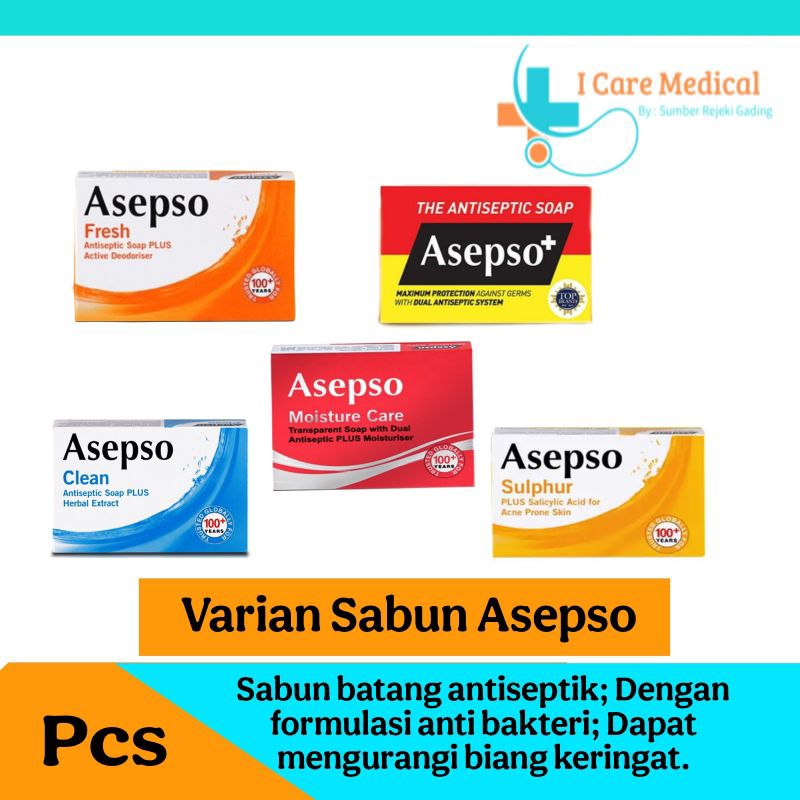 Jual Sabun Asepso Antiseptik 80gr All Variant - Untuk kulit gatal-gatal dan infeksi jamur ...