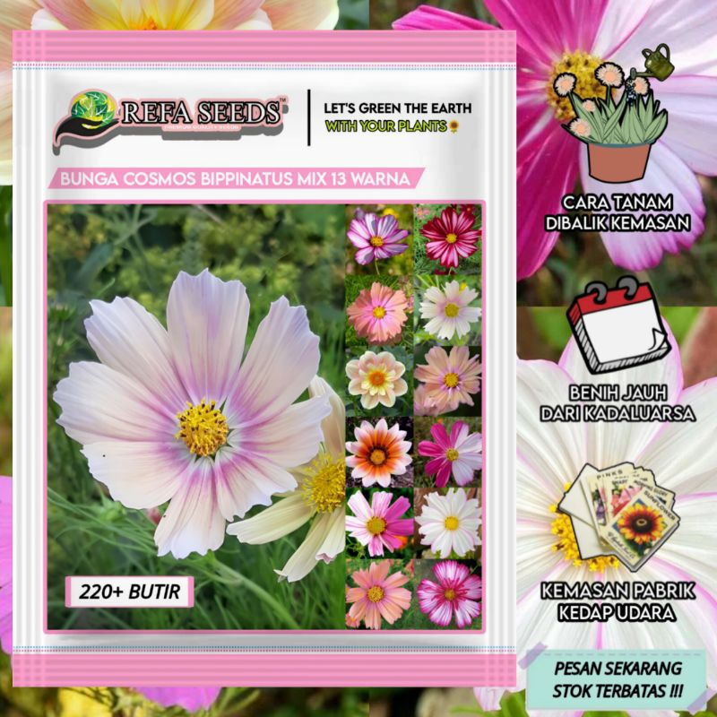 Jual REFA (220 Butir) Benih Bunga Cosmos Eksotis Mix 13 Warna Original ...