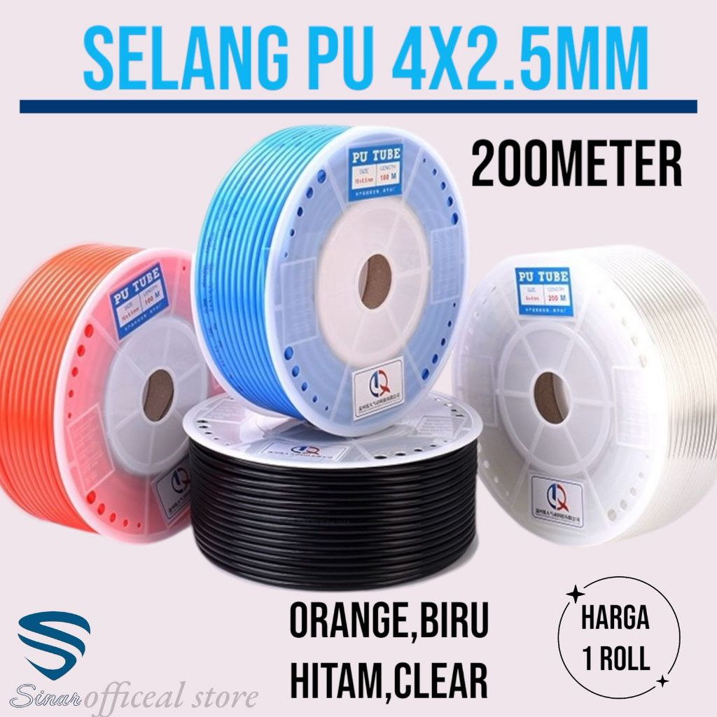 Jual Selang PU ukuran 4x2.5MM 200 Meter/Hose Pu Selang Pu (PollyUrethane) Ukuran OD 4mmx2.5mmm ...