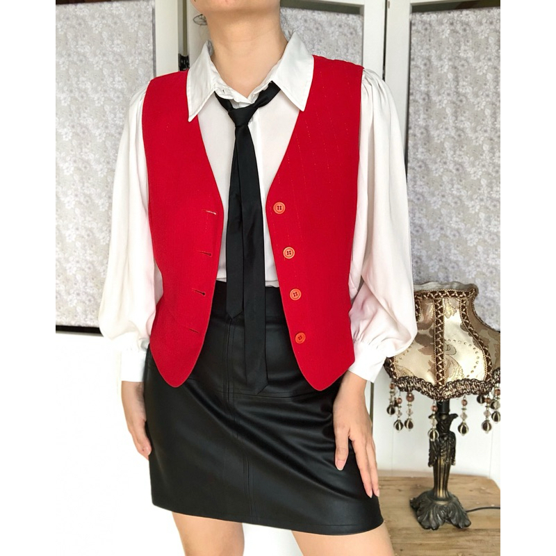 Jual Red Pinstripe Vest | Shopee Indonesia
