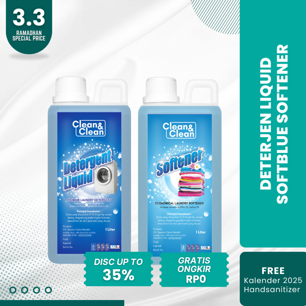 Jual PAKET CUCI RUMAHAN Deterjen Liquid + Softblue Softener 1 LITER ...