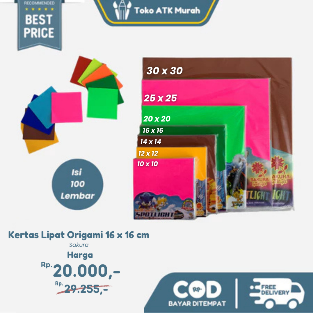 Jual Kertas lipat Sakura 16 x 16 cm (100 Lembar) - Origami Lipat Sakura ...