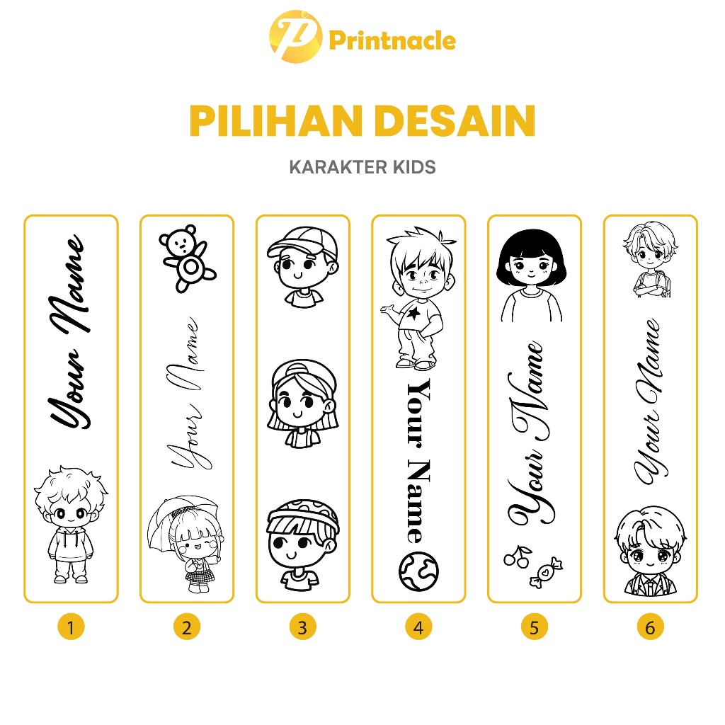 Jual PILIHAN DESIGN Tema Character Kids Cetak Laser Grafir Custom Nama ...