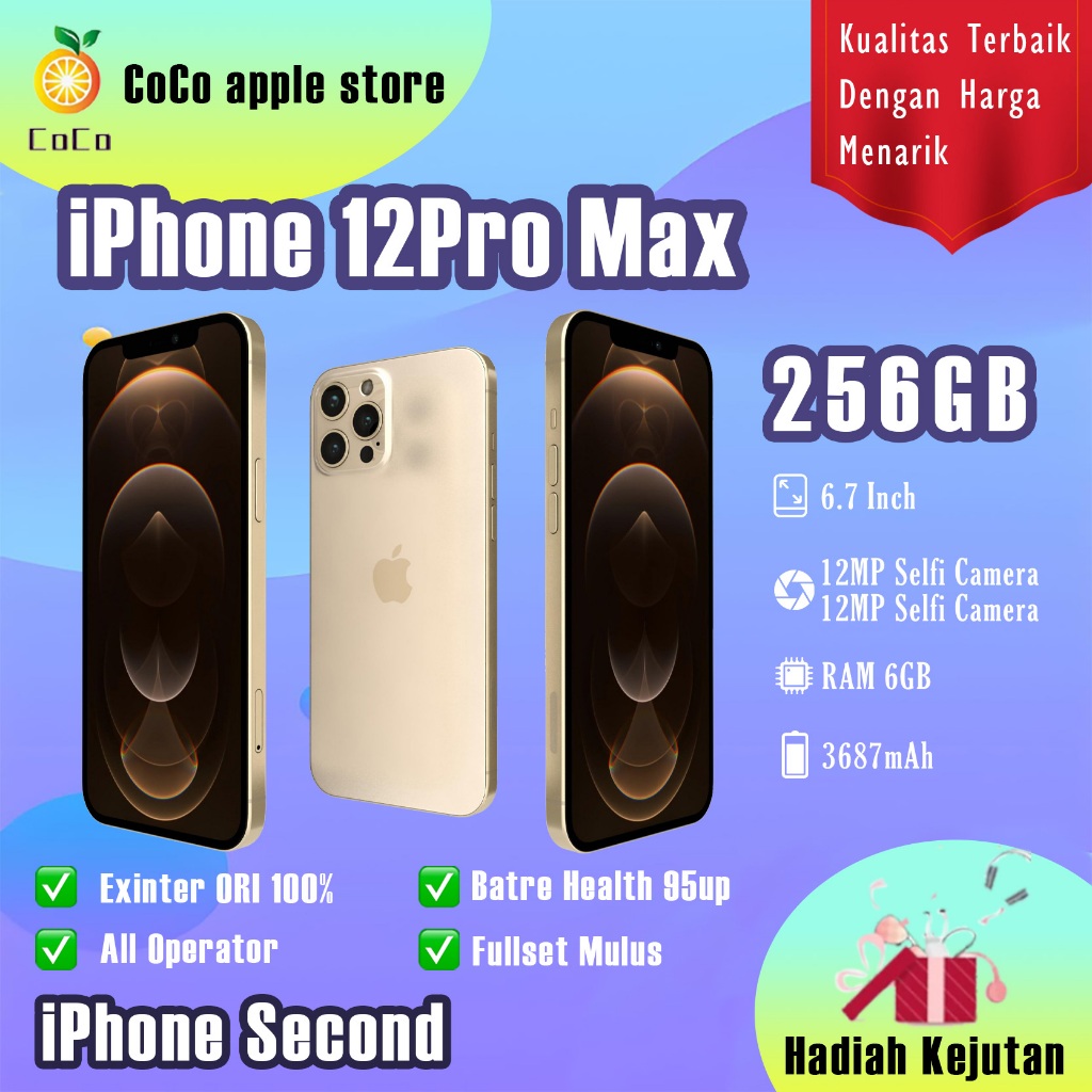 Jual iPhone 12Pro Max 256GB Second Bekas Original100% INTER 6.7" OLED-Ori Fullset Mulus Normal ...