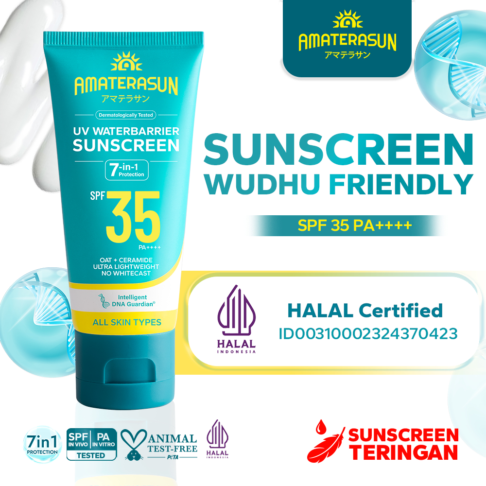 Jual AMATERASUN [REAL SPF CERTIFIED] UV WaterBarrier SPF 35 PA++++ - HALAL CERTFIED & WUDHU ...