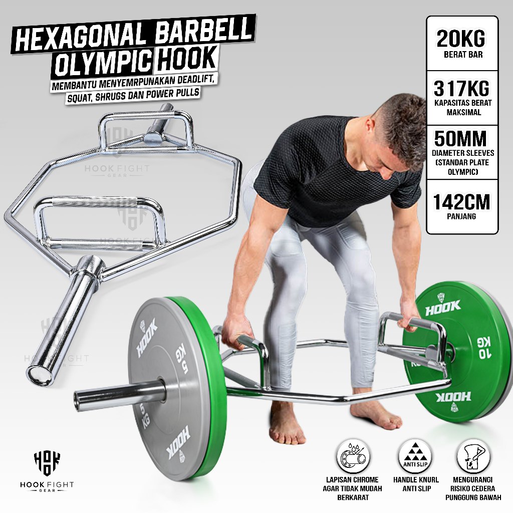 Jual Hexagonal Barbell Trap Bar 142cm Barbell Angkat Besi Angkat Beban ...