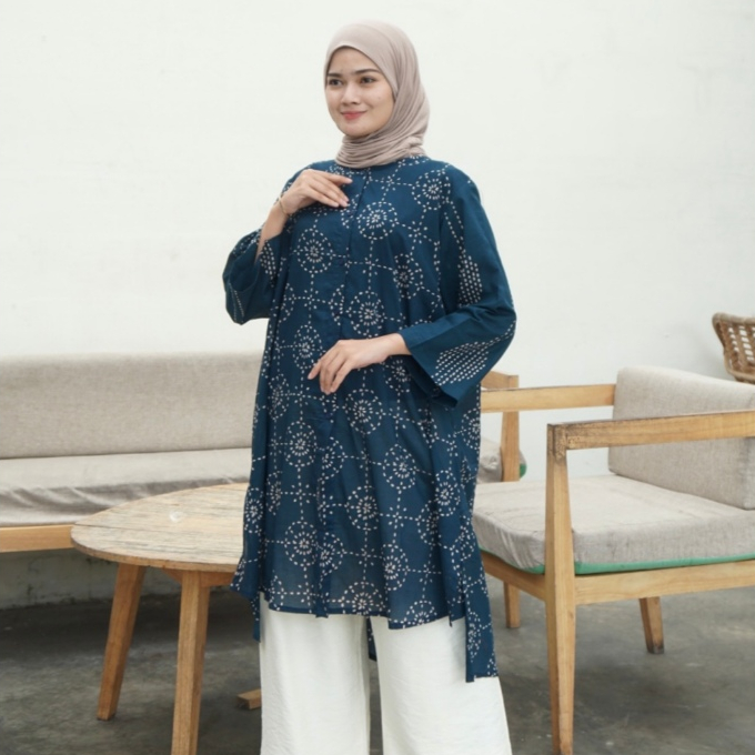 Jual Azura Tunik Lengan Panjang Batik Cap Kancing Busui Friendly LUVNIC ...