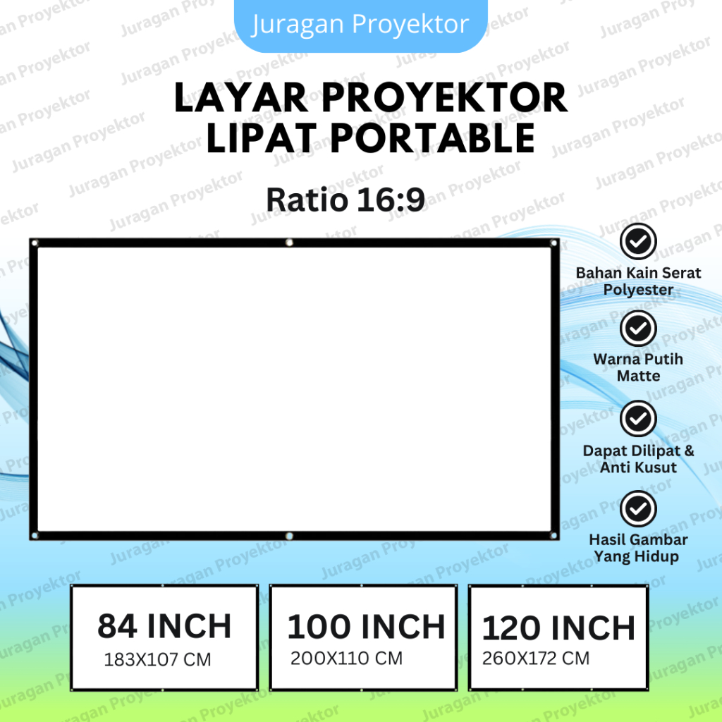 Jual Kain Layar Lipat Proyektor 84 Inch 16:9 | Layar Proyektor Kain ...