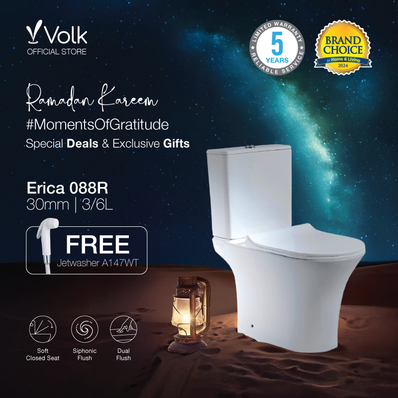 Jual VOLK 088R TWO PIECE TOILET WHITE + Packing kayu + Jet Washer V147 ...