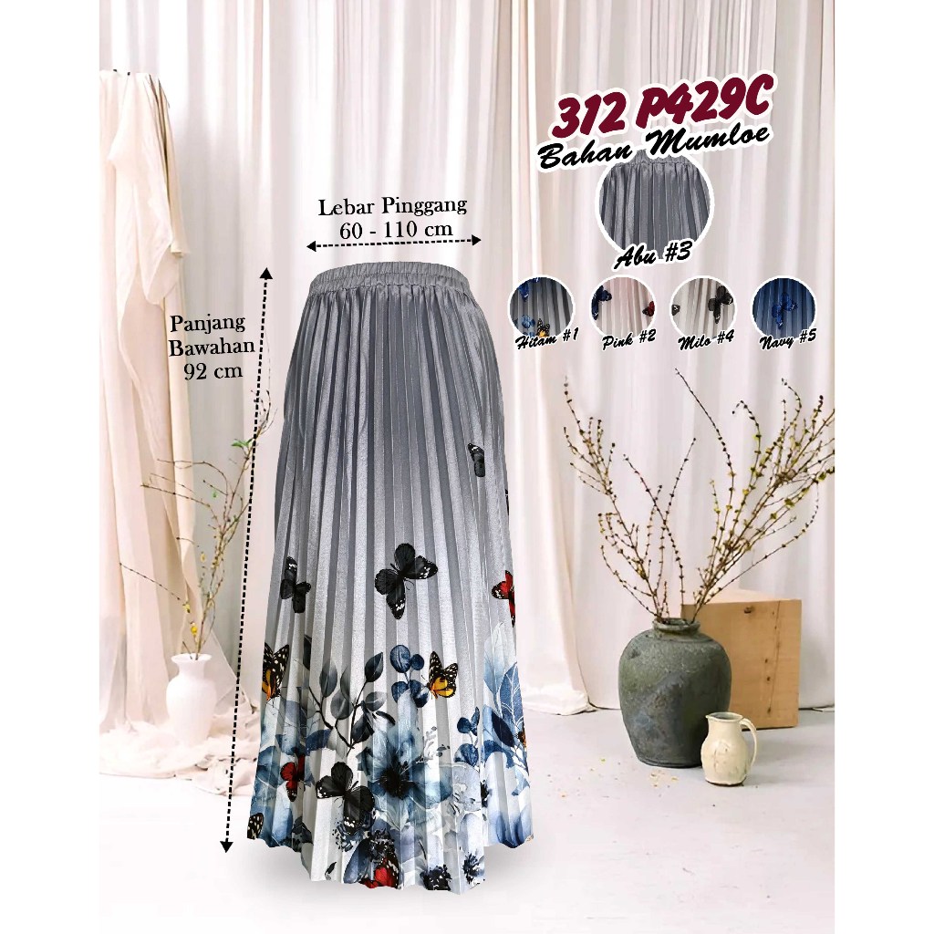 Jual ROK PLISKET PAYUNG MOUMLOE GRADASI MOTIF BUNGA DAN KUPU-KUPU 312 - P429 | Shopee Indonesia