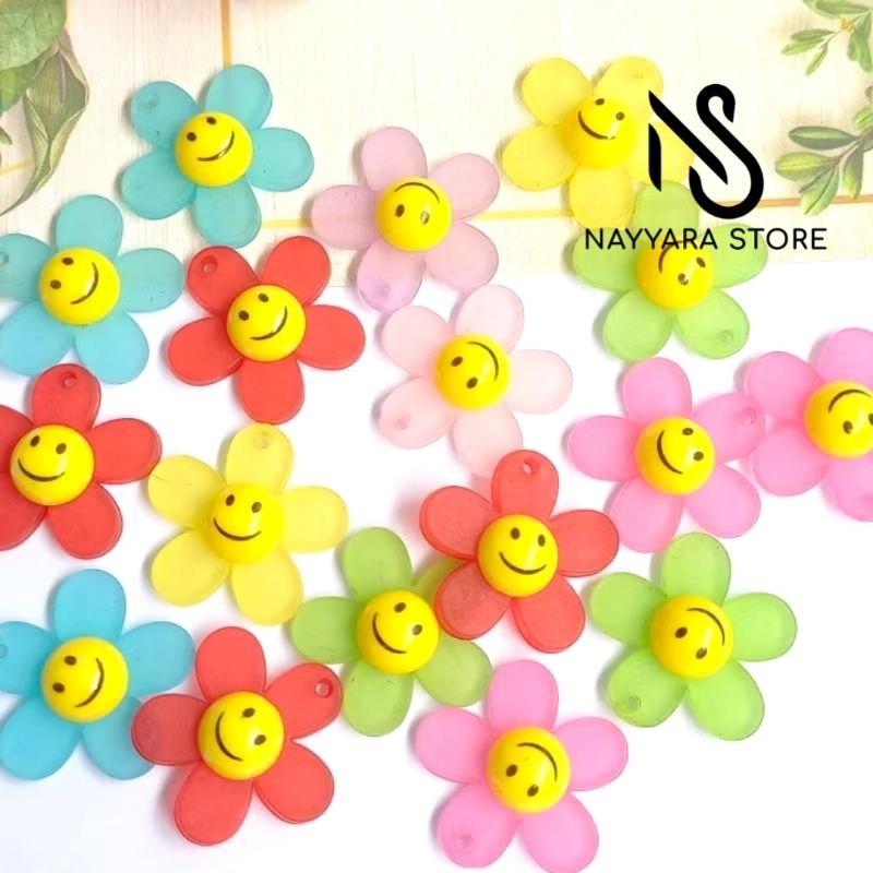 Jual 10pc mote manik charm bunga daisy mix warna | Bahan Kerajinan ...