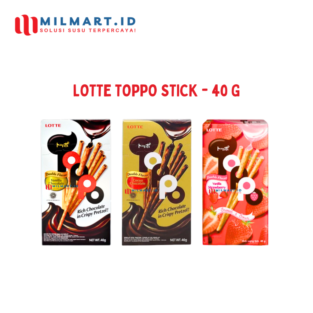 Jual LOTTE TOPPO BISKUIT CHOCO STICK 40G RASA VANILA/COCOA/STRAWBERRY ...