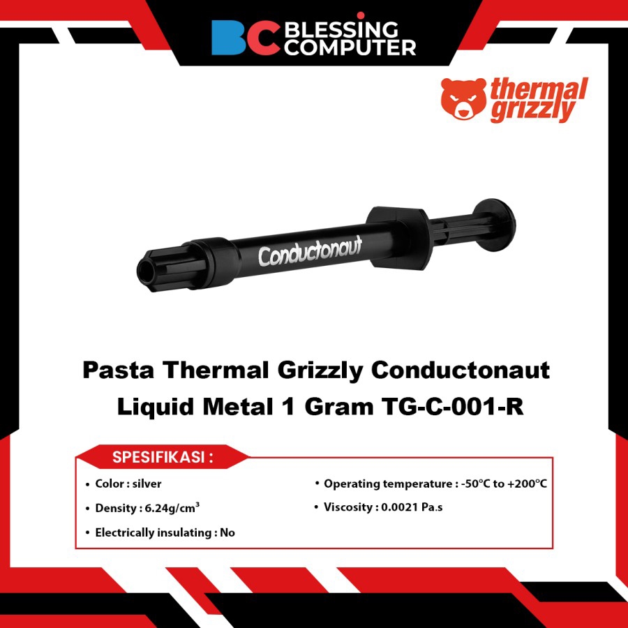 Jual Pasta Thermal Grizzly Conductonaut Liquid Metal 1 Gram TG-C-001-R ...