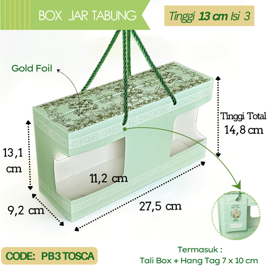 Jual Gable Box Toples isi 3 Jar PET 600ml - 800ml Tosca / Box Kemasan ...