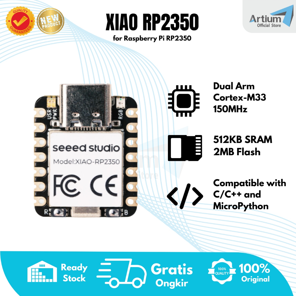 Jual Seeed Studio XIAO RP2350 | Raspberry Pi RP2350, MicroPython Ready, 19 GPIOs, Onboard RGB ...