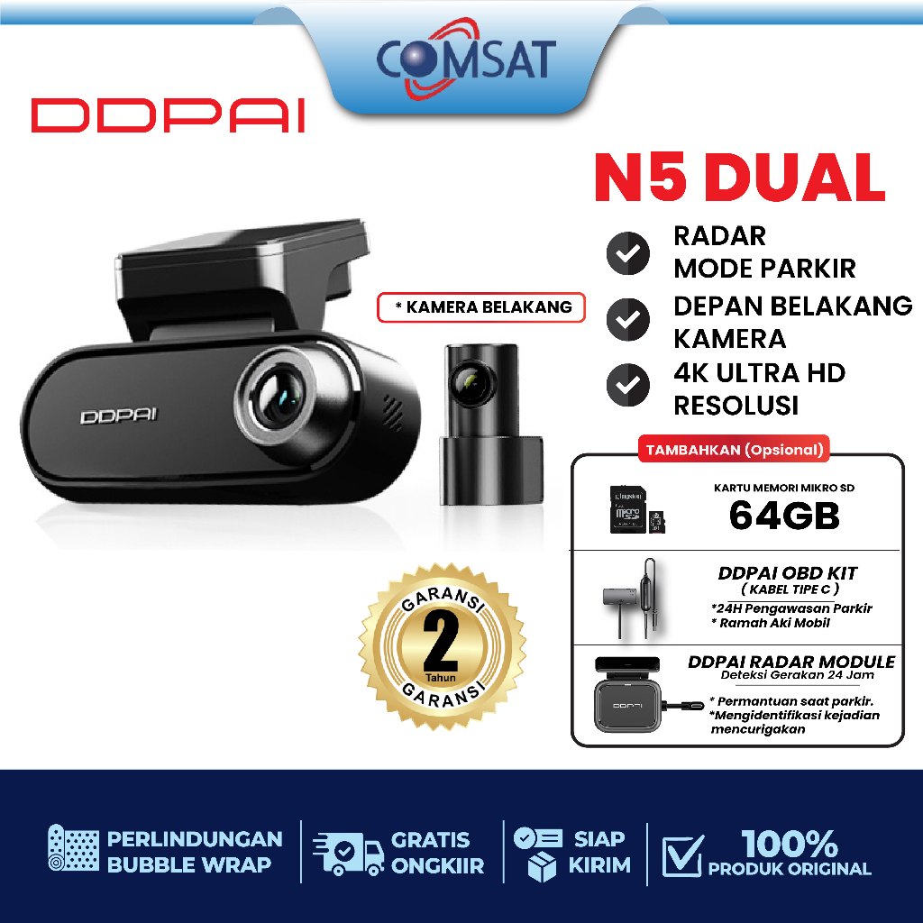 Jual DDPAI N5 Dual 1920P Dash cam Front and Rear GPS 4K Ultra HD ...
