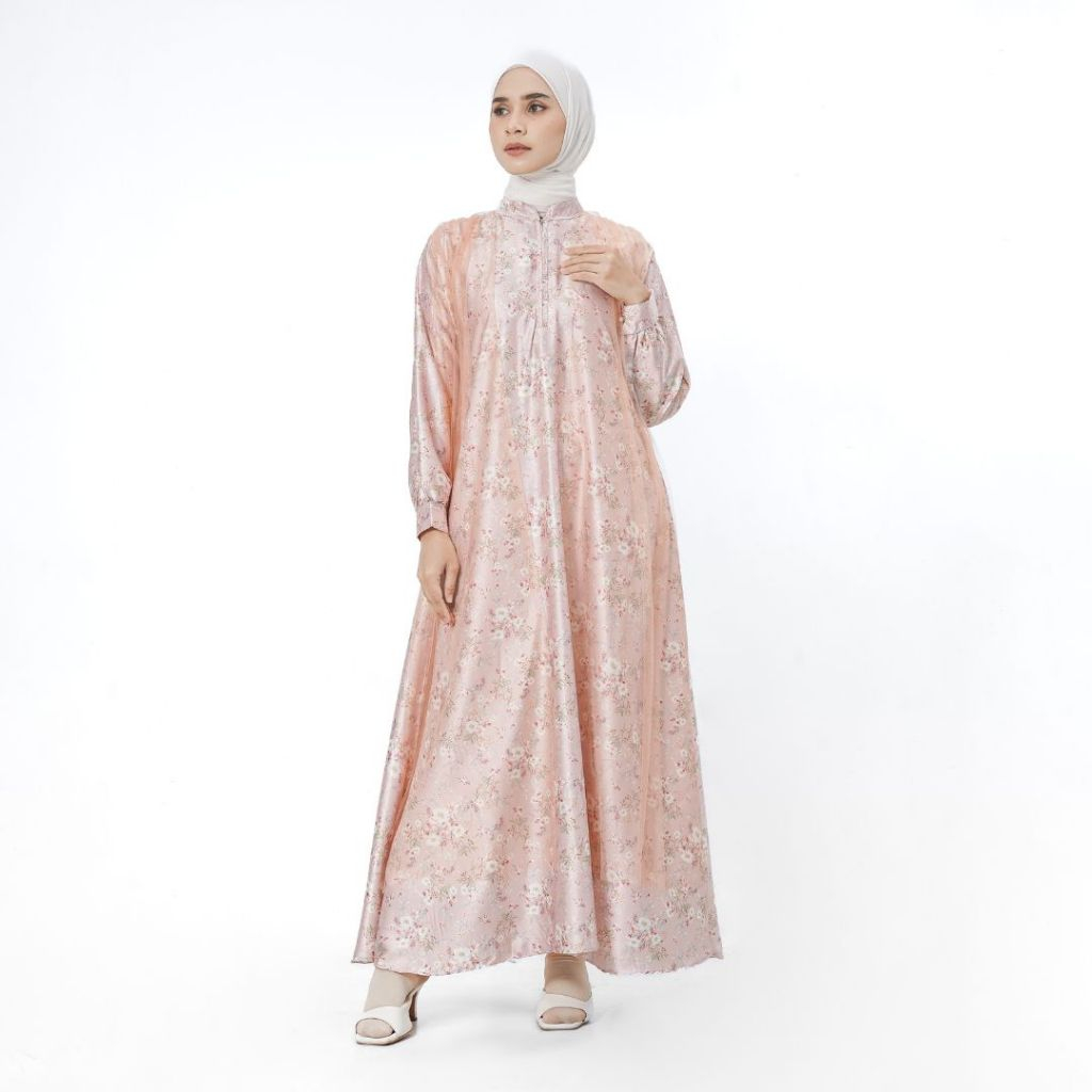 Jual Gamis Satin Silk Kombinasi Tulle | Gamis Busui Friendly | Dress ...